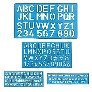1 x Letter and Number Stencil Sets - Sizes 8, 10, 20, 30mm - Assorted Colors