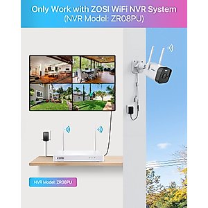 ZOSI ZG1883M Add-on 3MP Spotlight Wireless Security Camera,Outdoor Indoor WiFi IP Network Camera,2 Way Audio,Night Vision,Only Compatible with ZOSI NVR Network Video Recorder System(Model:ZR08PU)