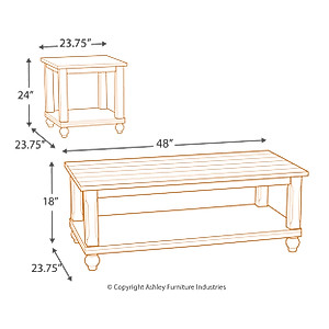 Signature Design by Ashley - Cloudhurst Contemporary 3-Piece Table Set; Two End Tables, White Wash Wood & Mair Poly Table Lamp - Farmhouse Style - Timeworn Finish - Black