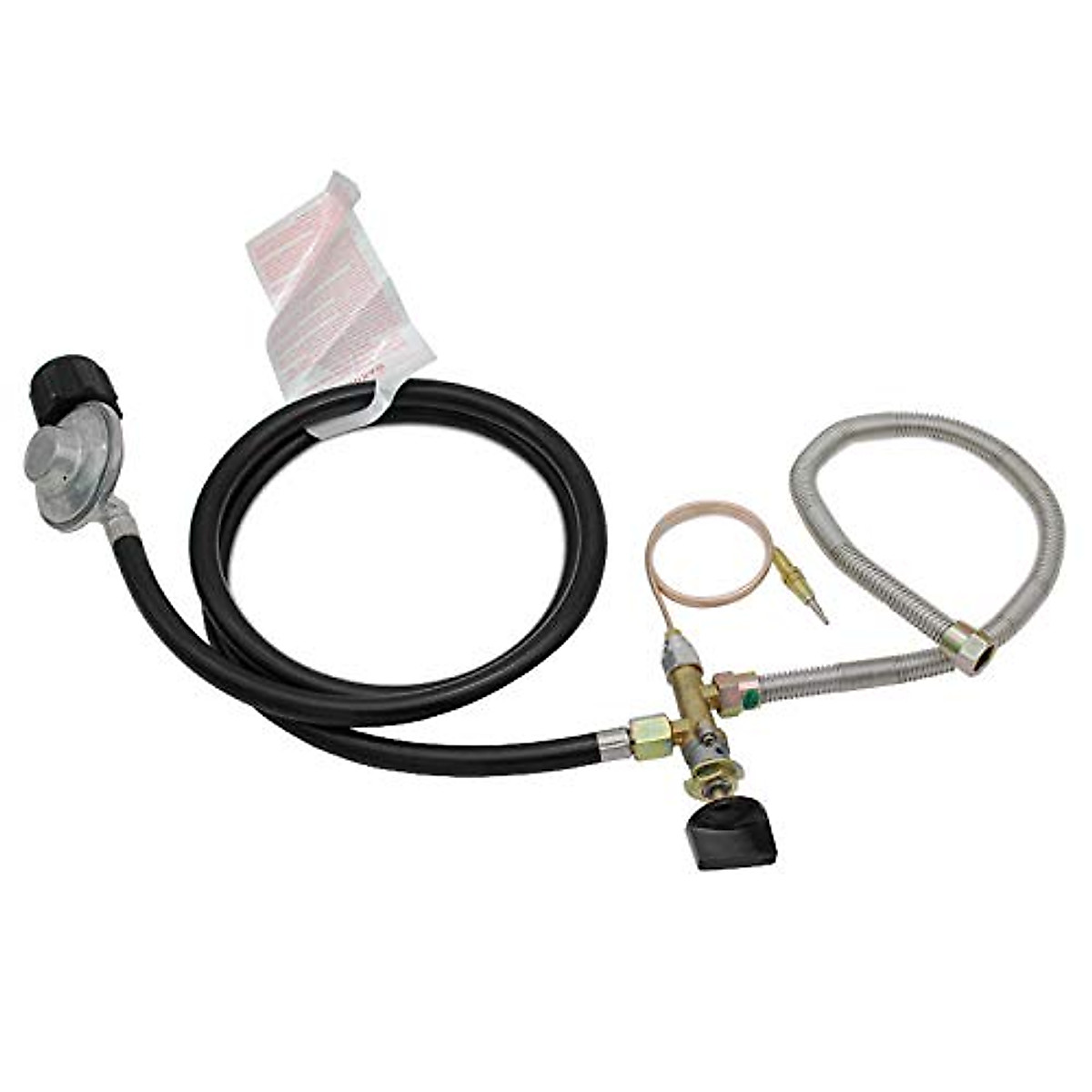 MENSI Propane Gas Fire Pit Safety Valve Control System Kit Hose Assembly Replacement Parts Max 90,000 BTU (Safety Valve Assembly Kit)