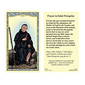 Saint Peregrine Religious Holy Card- Cardstock Card with Prayer to St Peregrine on the back (10 pack)