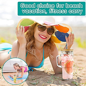 YUANYE 4 Piece 24oz Mason Handle Glass Cups with Lids and Straws -Drinks Enthusiasts Essential Glasses Drinking Set, Perfect for Iced Coffee and Beer,fruit water，Tea and Coffee