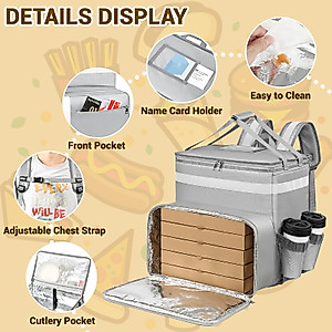 Food Delivery Backpack,Expandable Insulated Hot Pizza Bags for Delivery with 3 Support Boards for Bike,Large Leakproof Food Delivery Bag with Reflective Strip For Uber Eat,Grubhub,Doordash,Catering