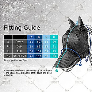 Harrison Howard LumiVista Horse Fly Mask Long Nose with Ears UV Protection for Horse Leopard Print M Cob