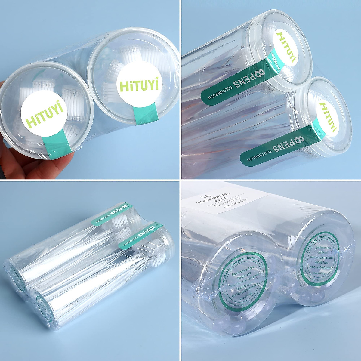 HiTuYi 16 Pieces Adult Toothbrush Travel Full Head Super Soft Toothbrush Suitable for Sensitive Teeth and gingival Atrophy