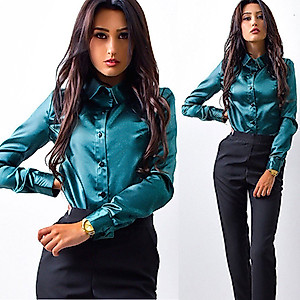 Blouse for Women Long Sleeve Kimloog Women Button Fashion Casual Tops Long Sleeve Shirt Blouse [video game] [video game]