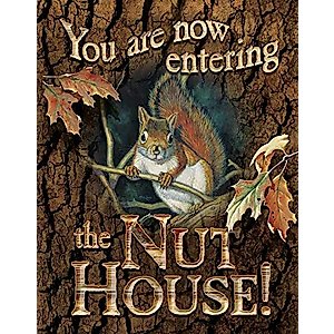 You are Entering The Nut House Squirrel Tin Signs Vintage Metal Sign for Cafe Home Farm Supermarket Bar Pub Garage Hotel Diner Mall Garden Door Wall Decor Art 8x12inch