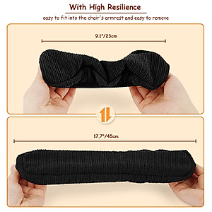 Trycooling 2 Pcs Polyester Removable Durable Machine Washable Office Chair Armrest Slipcovers Covers (Length-30cm) (Black)