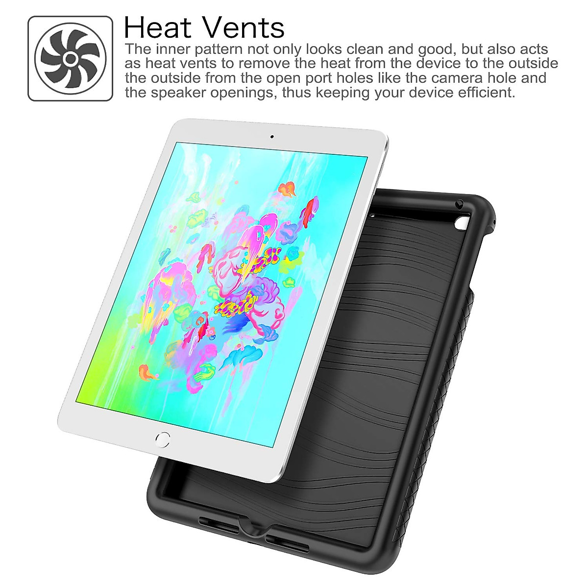 Fintie Case for iPad 6th / 5th Generation (2018/2017), iPad Air 2 / Air 1 (9.7 Inch) - [Mighty Shield] Heavy Duty Anti Slip Shock Proof Kids Friendly Drop Protection Silicone Cover, Black