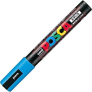 Mitsubishi Pencil Posca PC5M.8 Water-Based Pen, Medium Point, Round Tip, Light Blue, 10 Pieces