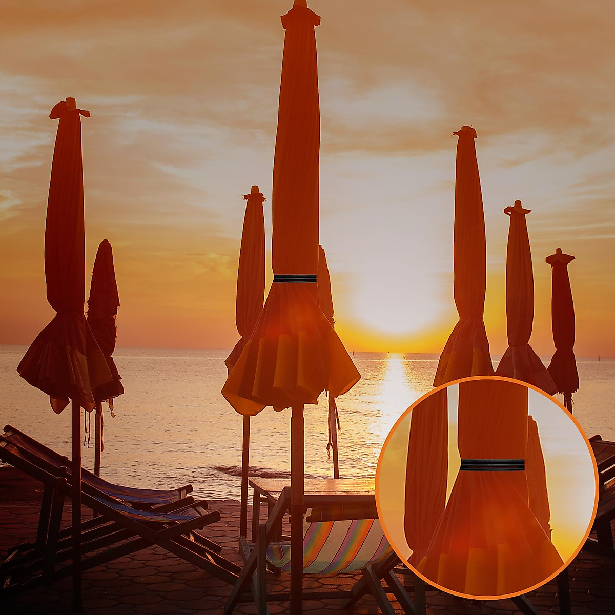 Woanger 12 Pcs Umbrella Strap for Parasol Patio Umbrella Bungee Strap with Ball for Multipurpose(Black)