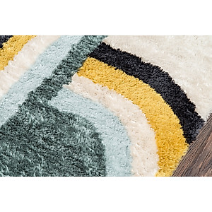 Novogratz Retro Collection Bullseye Shag Area Rug, 5'0" x 7'6", Blue