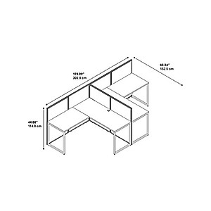 Bush Business Furniture Easy Office 60W Two Person L Shaped Desk Open Office in Mocha Cherry