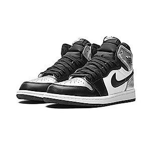 Nike Preschool Jordan 1 Retro High PS Silver Toe, Black/Metallic Silver/White/Bl, 2Y