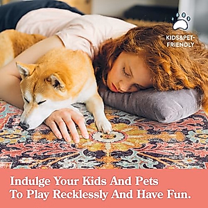 Lahome 5x7 Boho Living Room Rug Colorful Bedroom Rug, Large Bohemian Nursery Rug, Hot Pink Non-Slip Machine Washable Soft Playroom Mat Indoor Floor Accent Carpet for Dining Table Mud Room