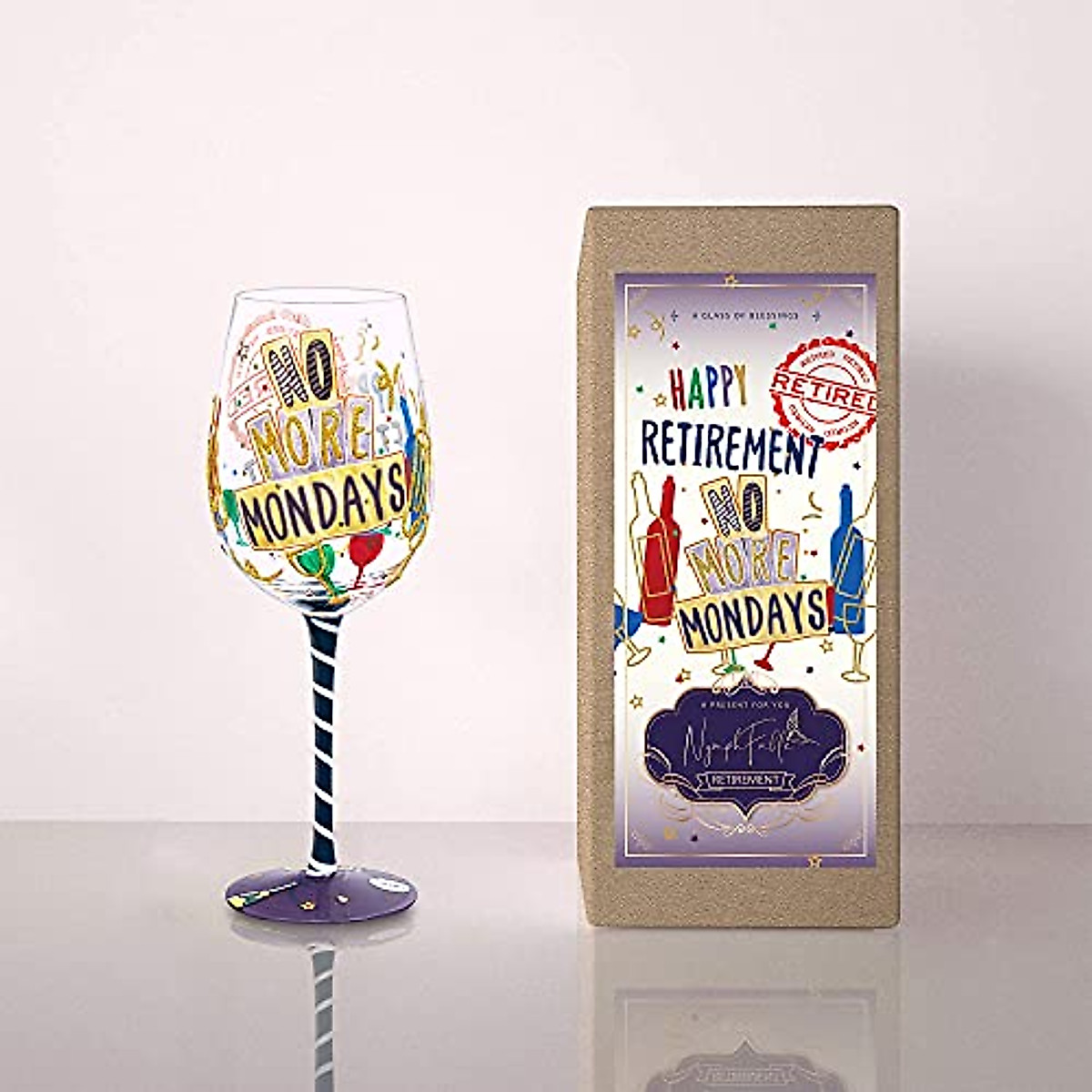NymphFable Hand-painted Retirement Wine Glass Personalised Gift for Friend Family 15oz (Multi-Retirement)