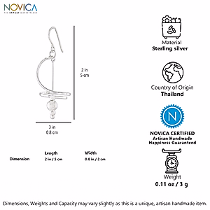 NOVICA Artisan Handmade .925 Sterling Silver Dangle Earrings Fair Trade Modern Thailand 'Pirouette'