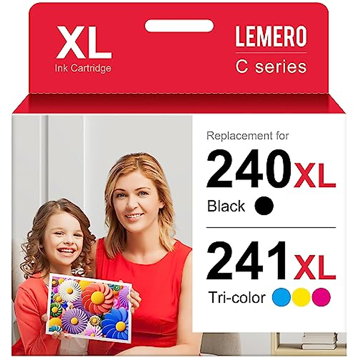 LEMERO 240XL 241XL Remanufactured Ink Cartridge Replacement for Canon PG-240XL 240XL 241XL Combo Pack for PIXMA MG3620 MG3600 TS5120 MG3520 TS5100 MX472 MX432 (1 Black, 1 Tri-Color, 2 Pack)