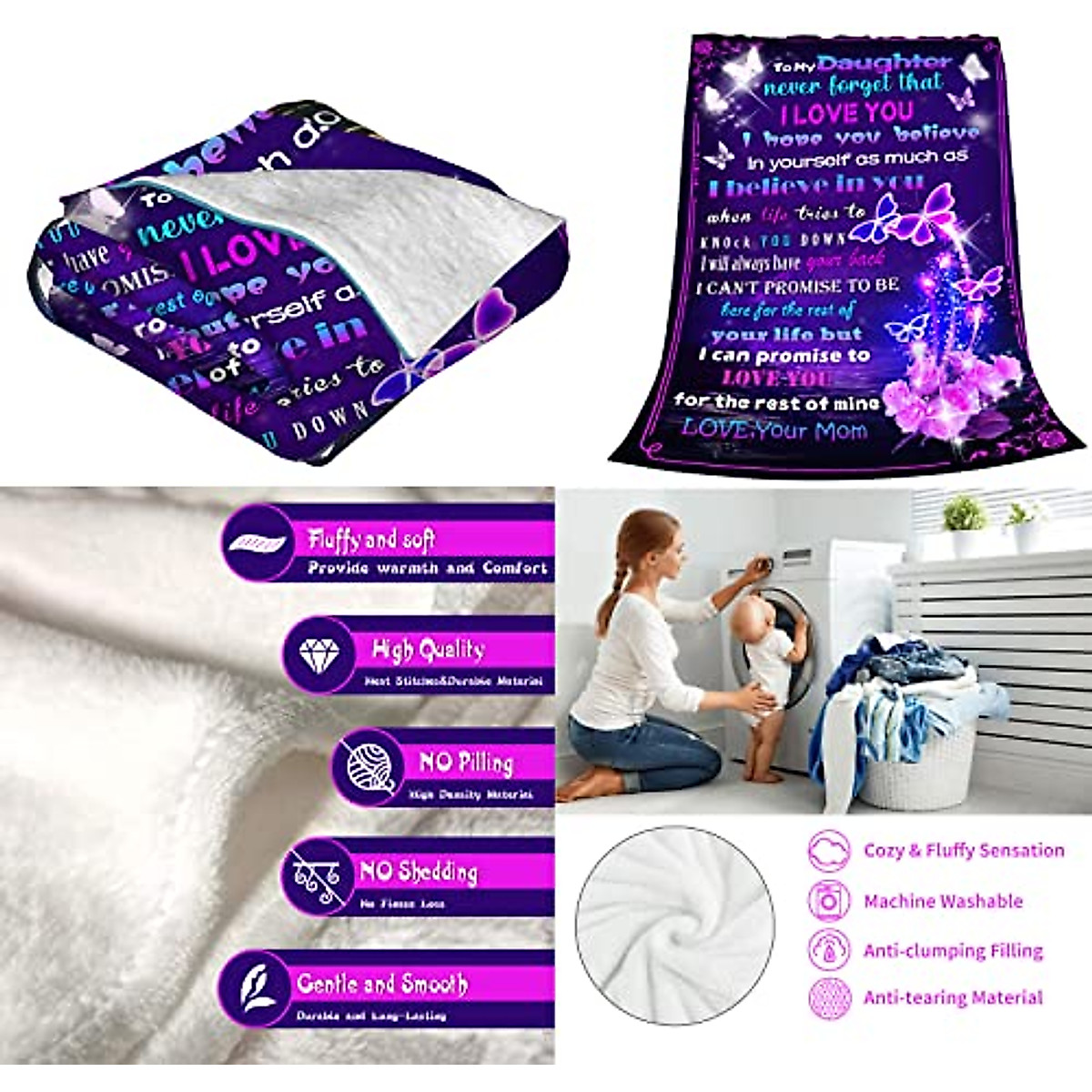 ALBRINT Daughter Gift from Mom, Gifts for Daughter, to My Daughter Blanket, Best Daughter Gifts from Mom,for My Daughter Blanket 60"x50"