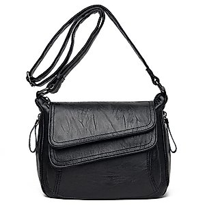 SULCET Women's Shoulder Bag Multi Pockets Crossbody Purse Leather Flapover Messenger Satchel Designer Travel Work Handbag