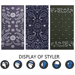 MOXBEST Neck Gaiter Mask Face Scarf Bandana Tube Cover Headwear Balaclava Headband Headwrap for Men and Women (12-Paisely A)
