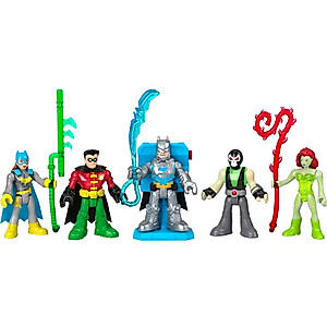 Fisher-Price Imaginext DC Super Friends Preschool Toys Batman Battle Multipack 9-Piece Figure Set with Light-Up Backpack for Ages 3+ Years