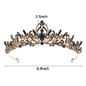 ANBALA Black Crowns for Women Tiaras for Wedding Tiaras and Crowns Crystal Princess Crown for Birthday Halloween
