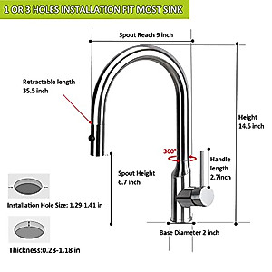 KINSE Kitchen Sink Faucet with Put Down Sprayer, Single Handle Kitchen Sink Faucet with High Pressure Blade Mode, High Arc Stainless Steel Single Level Faucet for Kitchen RV Bar Sink
