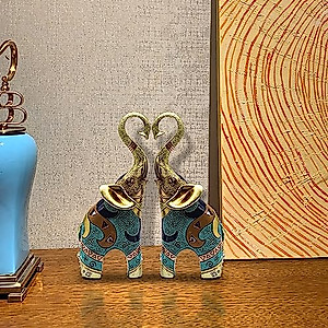 sugutee Good Luck Elephant Decor for Home, Large Gold Elephant Statue for Home Decor, Small Elephant Figurines and Statues (2 Pcs Medium)