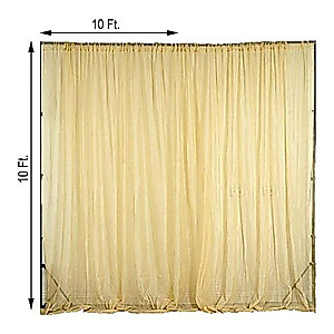BalsaCircle 10 feet x 10 feet Champagne Sheer Voile Backdrop Drapes Curtains 2 Panels 5x10 ft - Wedding Ceremony Home Decorations
