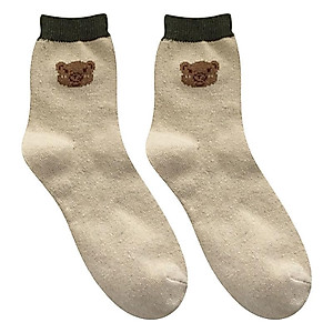 6 Pairs Vintage Socks Y2K Cute Bears Cotton Socks Gyaru Aesthetic Ankle Dress Socks Downtown Girl Preppy Accessories (6 Pairs,One Size)