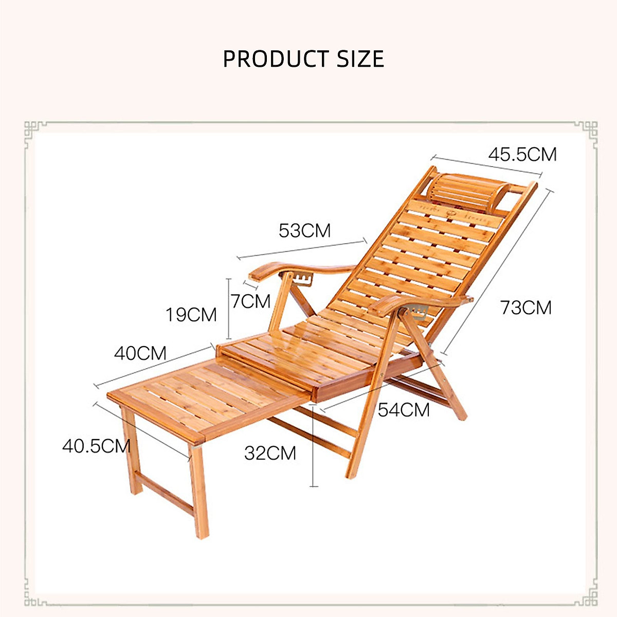 Lounge Chair, Outdoor Garden Furniture Chair Wooden Recliner Chair Bamboo Chaise Foldable Rocking Chairs Max Load 200kg