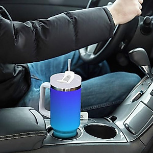 MCHIVER Blue Gradient 40 oz Tumbler with Handle and Straw Stainless Steel Vacuum Water Bottle Leak-proof Travel Coffee Mug Thermos Water Bottle for Home Office Car