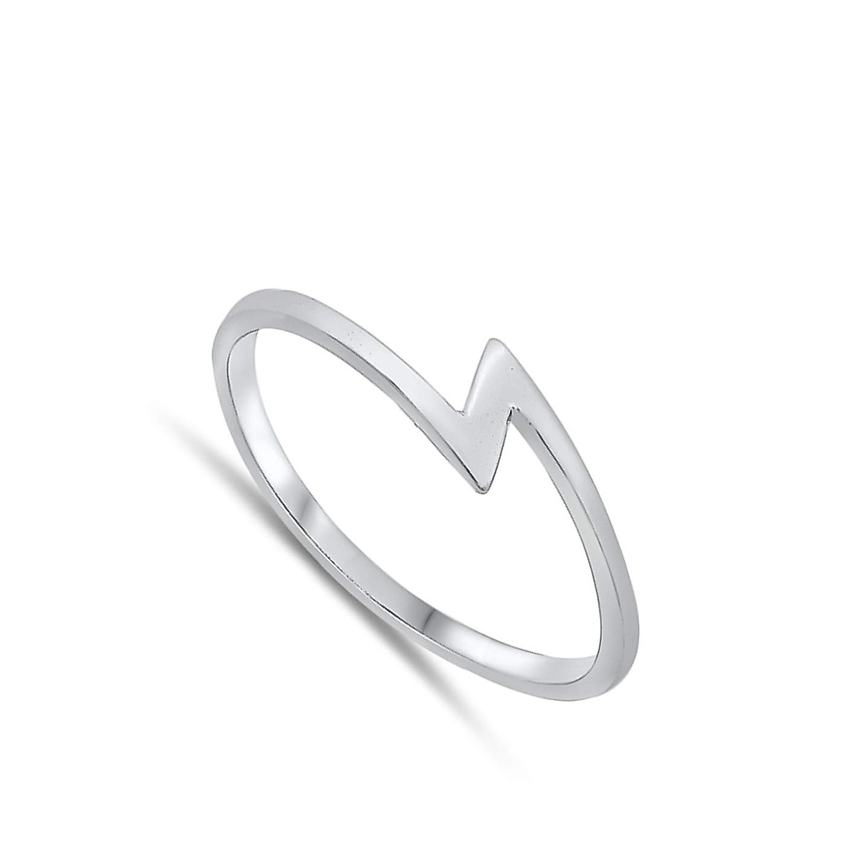 Zig Zag Lightning Bolt Ring New .925 Sterling Silver Band Size 5