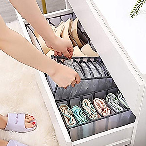 Pack of 3 Underwear Drawer Organizer, Washable Nylon Mesh Underwear Storage Closet Organizer Drawer Dividers, Compartments Organizer for Underwear, Socks, Clothes, Bras
