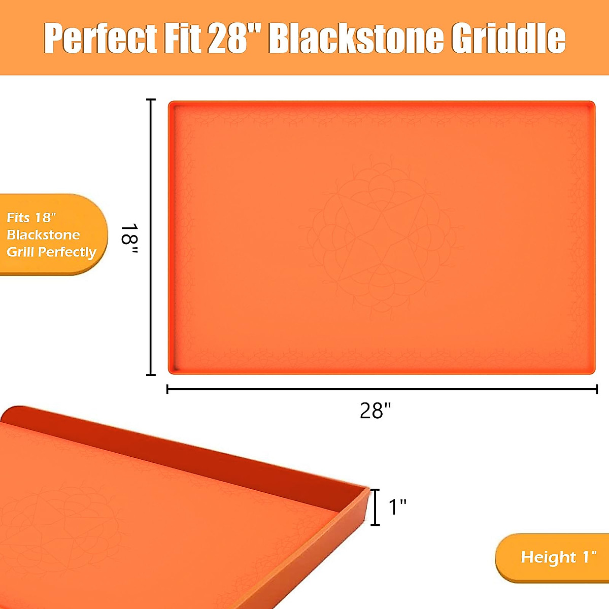 Griddle Mat for 28" Blackstone Grill, 100% Silicone Protective Mat Cover for Blackstone, Heavy Duty Food Grade Silicone Mat, Outdoor Grill Cooking Surface Protective Cover, Reusable BBQ Grill Mat