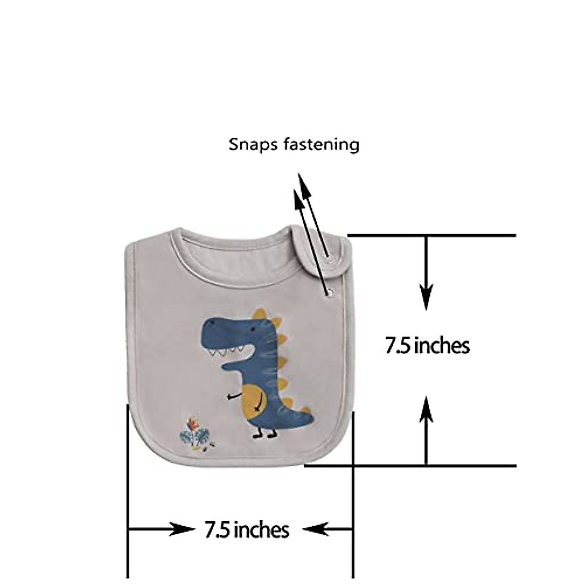 Maiwa 6 Pack Cotton Waterproof Dinosaur Baby Bibs for Boys for Drooling Eating Teething with Snaps,OEKO-TEX certified print