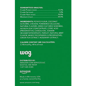 Amazon Brand - Wag Dental Dog Treats to Help Clean Teeth & Freshen Breath - Small, Unflavored, 2.25 pounds, 60 Count (Pack of 1)