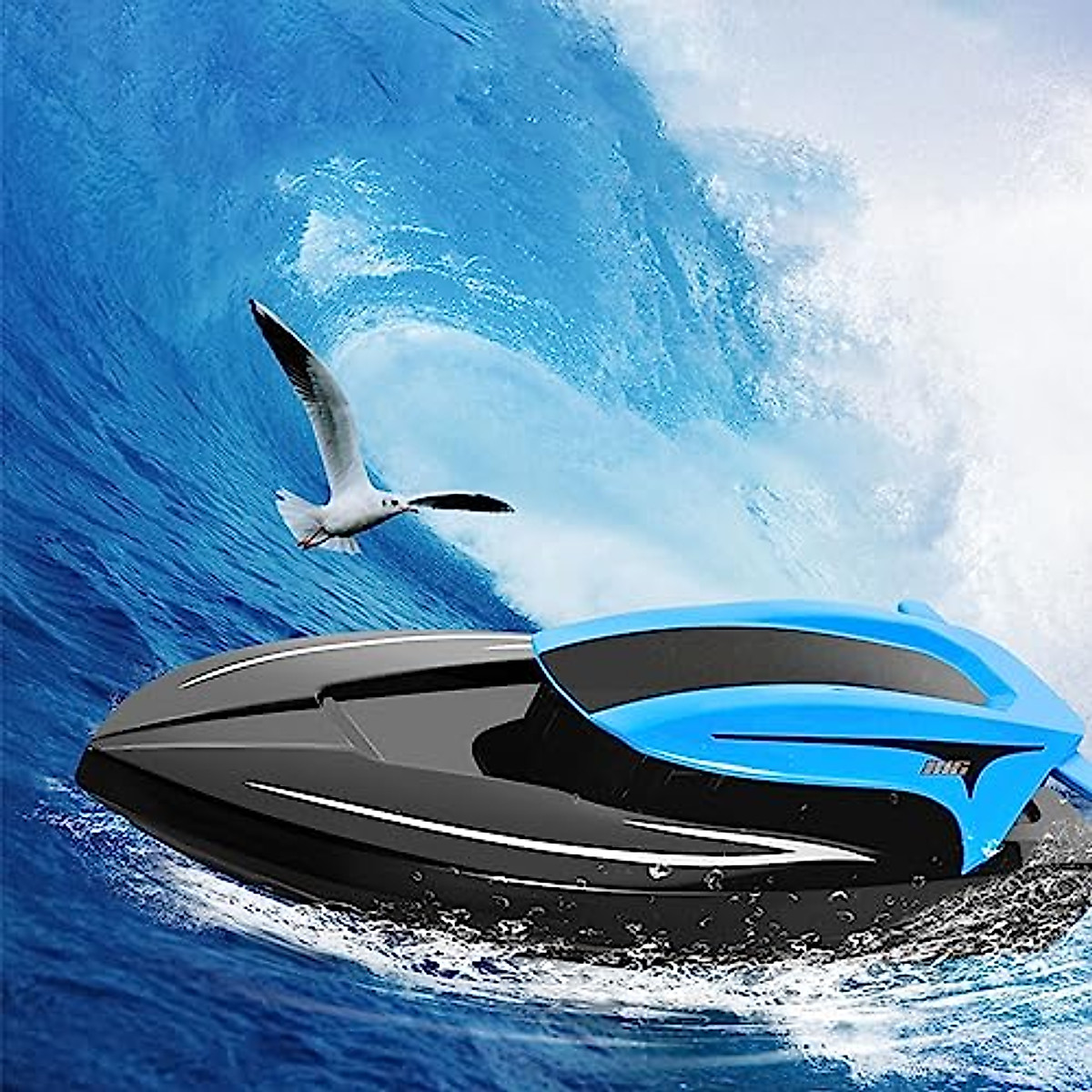 Emoshayoga RC Boats Toy, Racing RC Boats 25kmh 4CH High Speed LED Light with Remote Control for Lakes