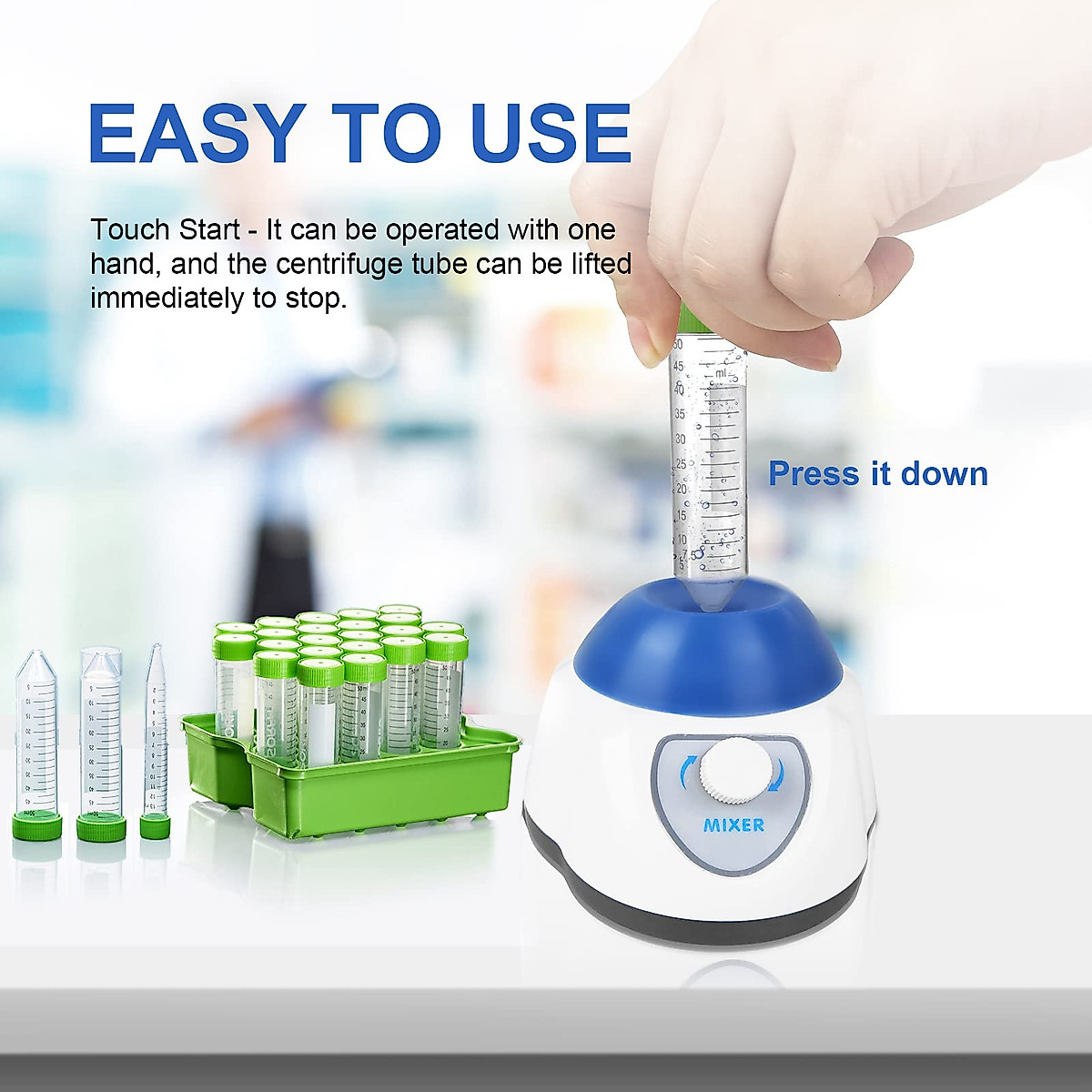 Mini Vortex Mixer Vortex Shaker Lab Salon Mixer 3000rpm Portable Mix Gel Polish Centrifuge Tubes up to 50ml for Acrylic Paints Nail Art Scientific Lab Clinic Classroom