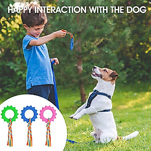 cobee Puppy Teething Toys with Cotton Ropes, 3 Pcs Cute Sun-Shaped Chew Toys for Dog Oral Teeth Soothe Itching 360° Clean Pet Teeth Interactive Pet Chew Ring for Small/Medium Dogs(Green, Pink, Blue)