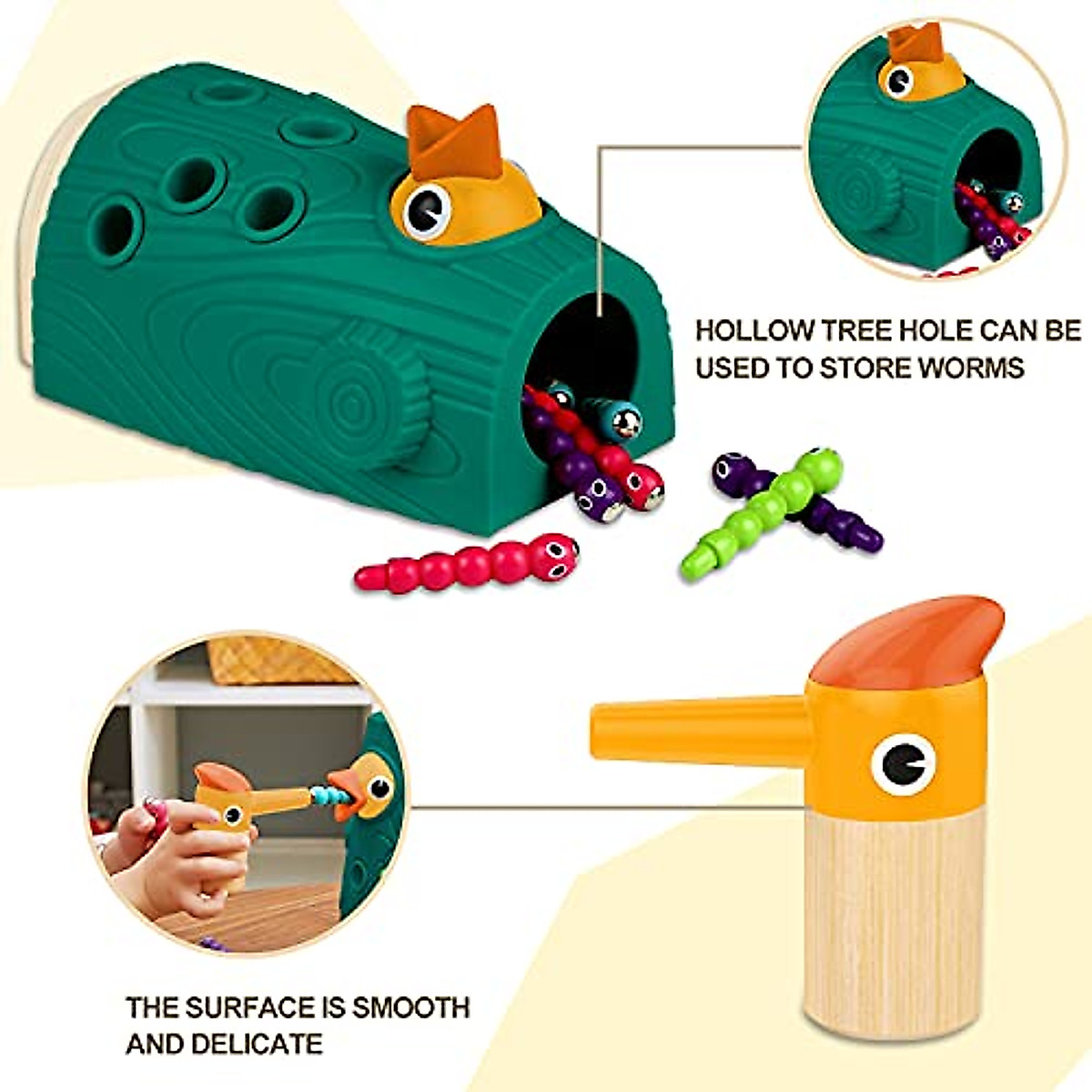 TOP BRIGHT Montessori Toddler Toys for 2 3 4 Year Old Girls and Boys Gift, Fine Motor Skills Sensory Learning Toys, Magnetic Worm Game Birthday Present for Kid Age 2-4