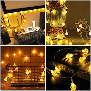 SZWTC 33ft 80 LEDs Globe String Lights Battery Operated, Fairy Lights Waterproof 8 Modes with Remote Control for Home, Party, Christmas, Wedding, Patio, Garden Decoration (Warm White)