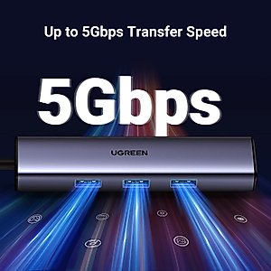 UGREEN USB C to Ethernet Adapter, 4 in 1 USB C Hub Ethernet with 3 USB 3.0 Ports/Gigabit Rj45, Plug & Play, Thunderbolt (3/4) to Network Adapter for MacBook Pro/Air, XPS, iPad Pro, iPhone 15 Pro/Max