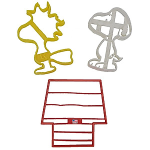 DOG COOKIE CUTTERS. inspired by/Compatible With Cartoon Characters Snoopy The White Beagle Dog, Woodstock The Yellow Bird and Red Doghouse Cookie Cutters (3 Pack)…