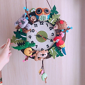 Sewing Kit DIY Felt Clock Animal Crafts Forest Wall Clock for Girls and Boys Educational Art Craft Kits