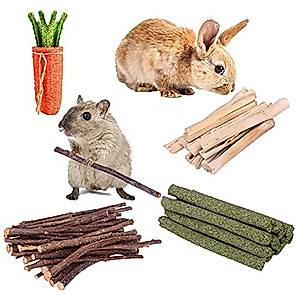 TSLIVE Rabbit Toys, Rabbit, Rabbit Treats, Hamster Toys, Hamster Cage Accessories, Bamboo Sticks, Apple Sticks, Guinea Pig Toys, Small Animal Toys, Bunny Toys, Rabbit Cage Accessories
