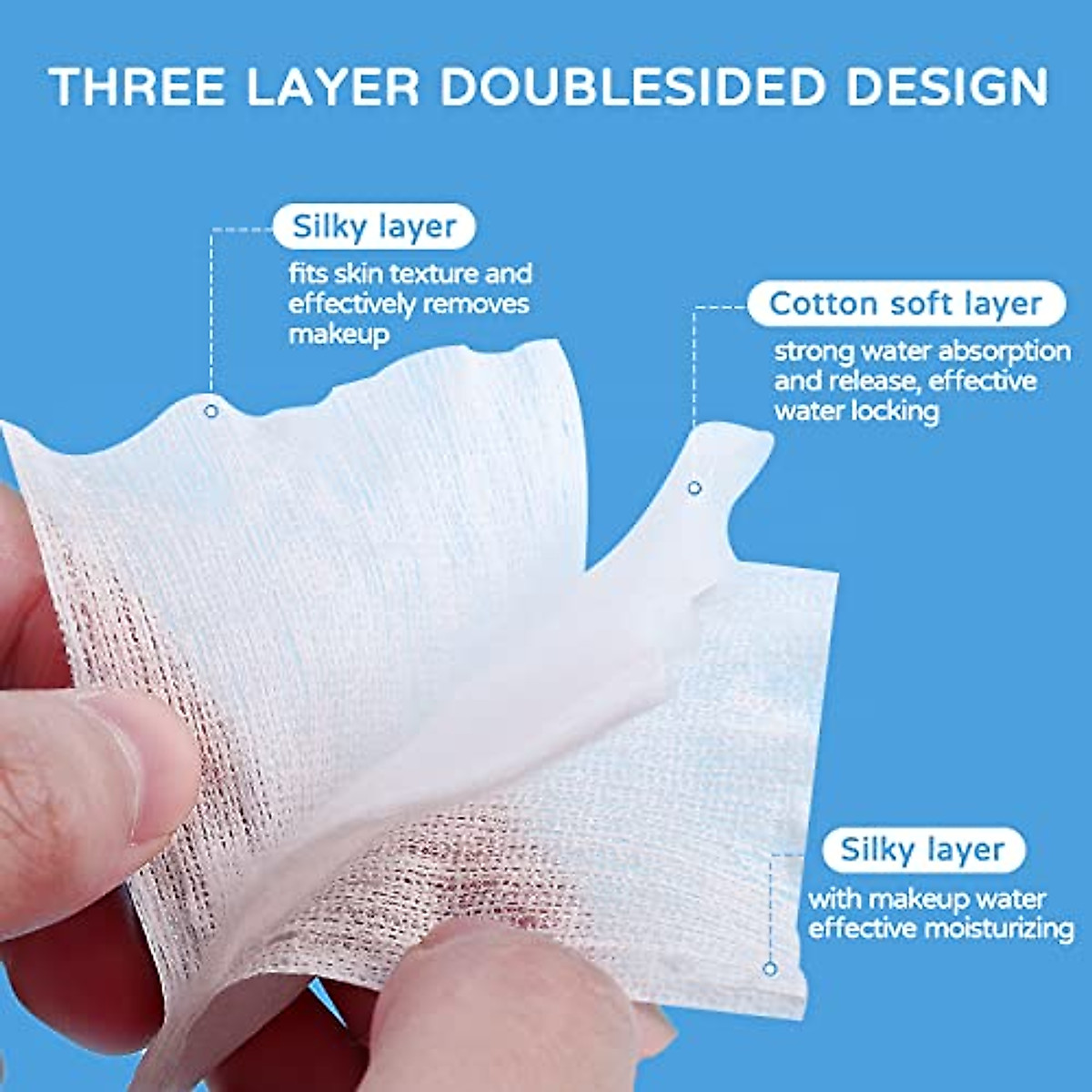 Lily Bell Cotton Facial Pads Cotton Pads (222 Count) Makeup Remover Pads 100% Pure Cotton Rounds, Hypoallergenic, Lint Free Cotton Pads Triple Layers Pads for Makeup Removal, Nail Polish