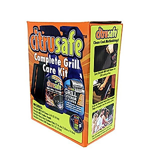Citrusafe Grill Care Kit - BBQ Grid and Grill Grate Cleanser, Exterior Cleaner, and Scrubber by Citrusafe (16 oz Each)
