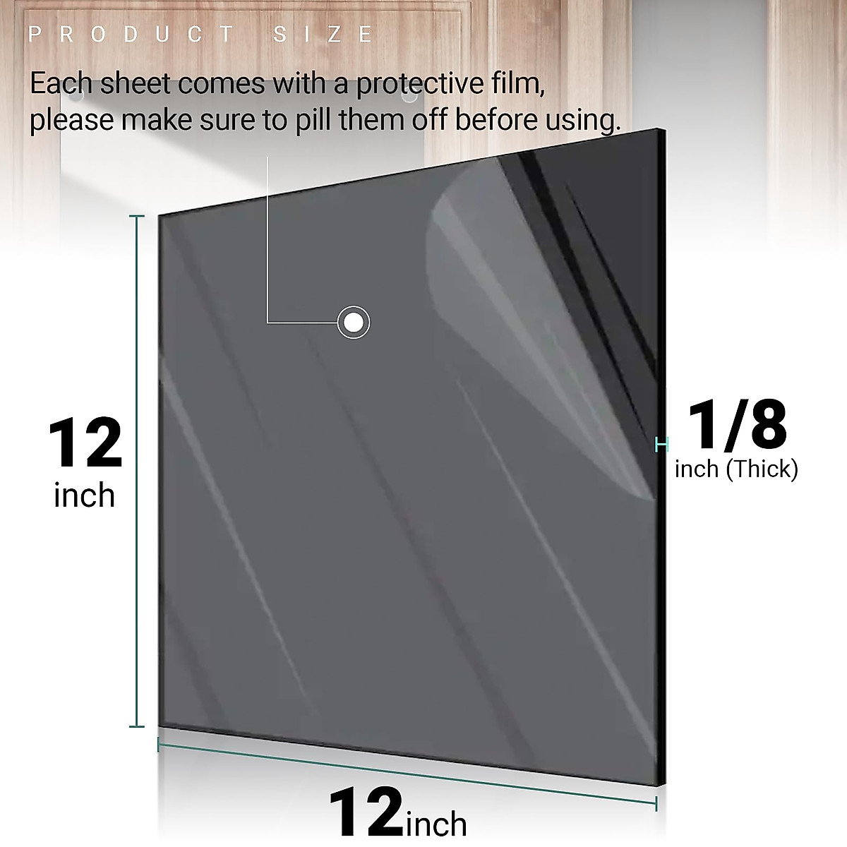CALPALMY (2-Pack) 12 x 12 Black Acrylic Sheet 1/8" Thick - 3mm Thick Black Plexiglass Plastic Sheet; Use for Craft Projects, Signs, Sneeze Guard and More - Cut with Cricut, Saw or Hand Tools